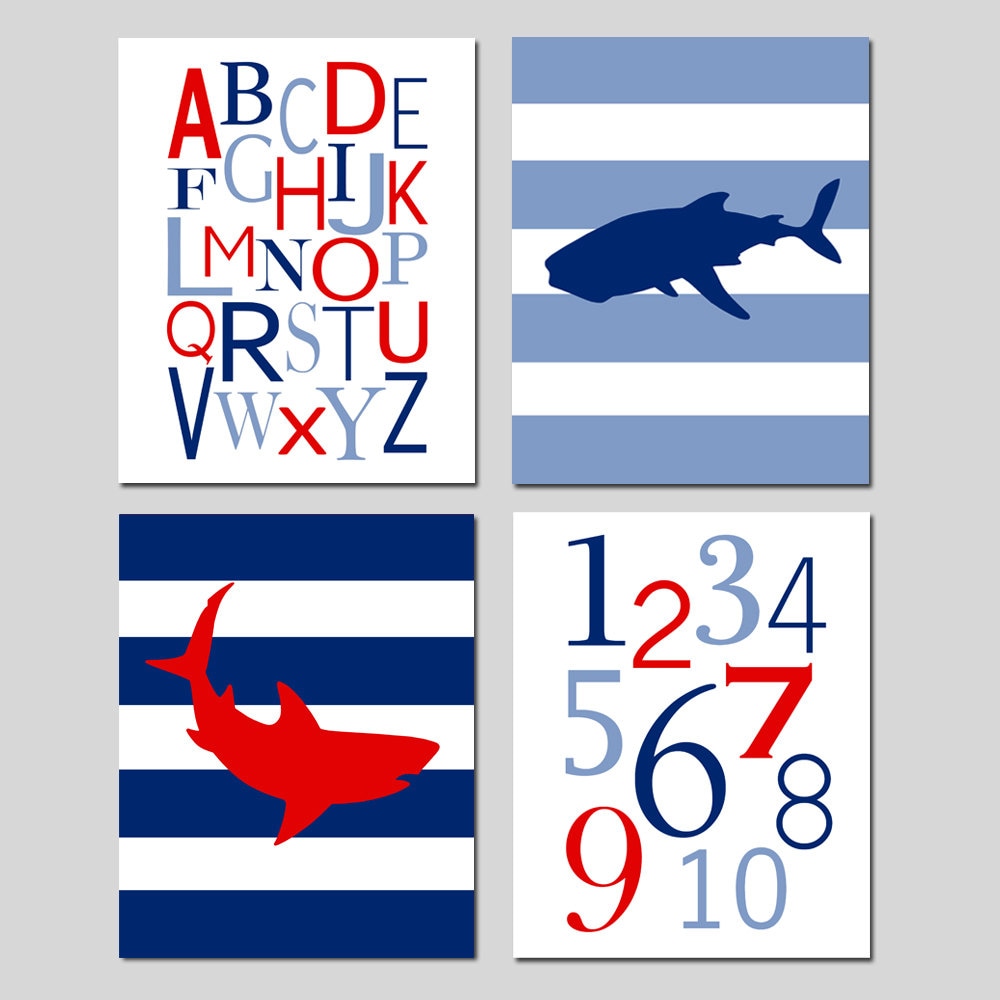 Shark Wall Art Shark Prints Shark Room Decor Shark Nursery - Etsy