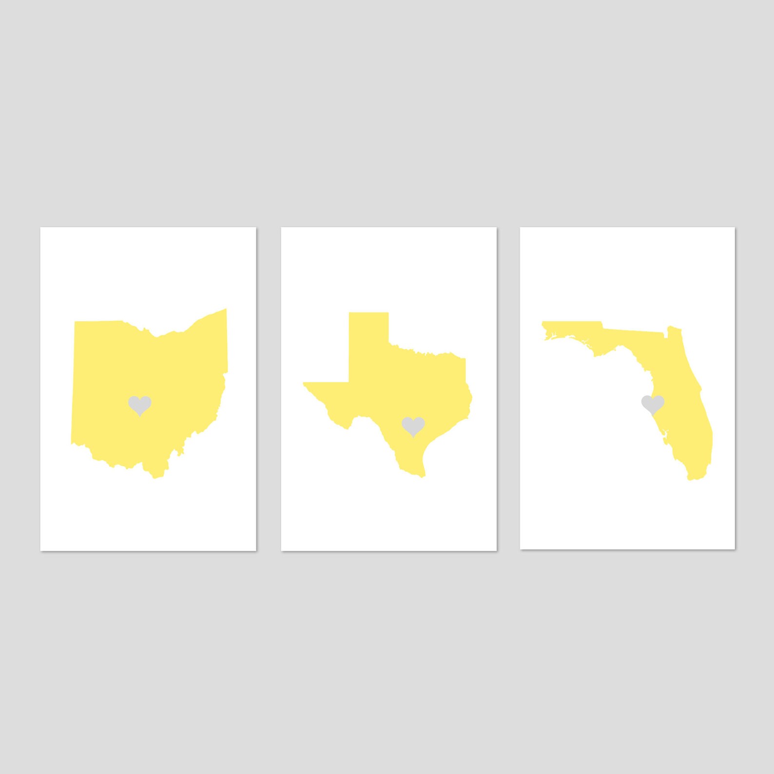 Three States Wall Art Three States Wall Decor Set of 3 State | Etsy