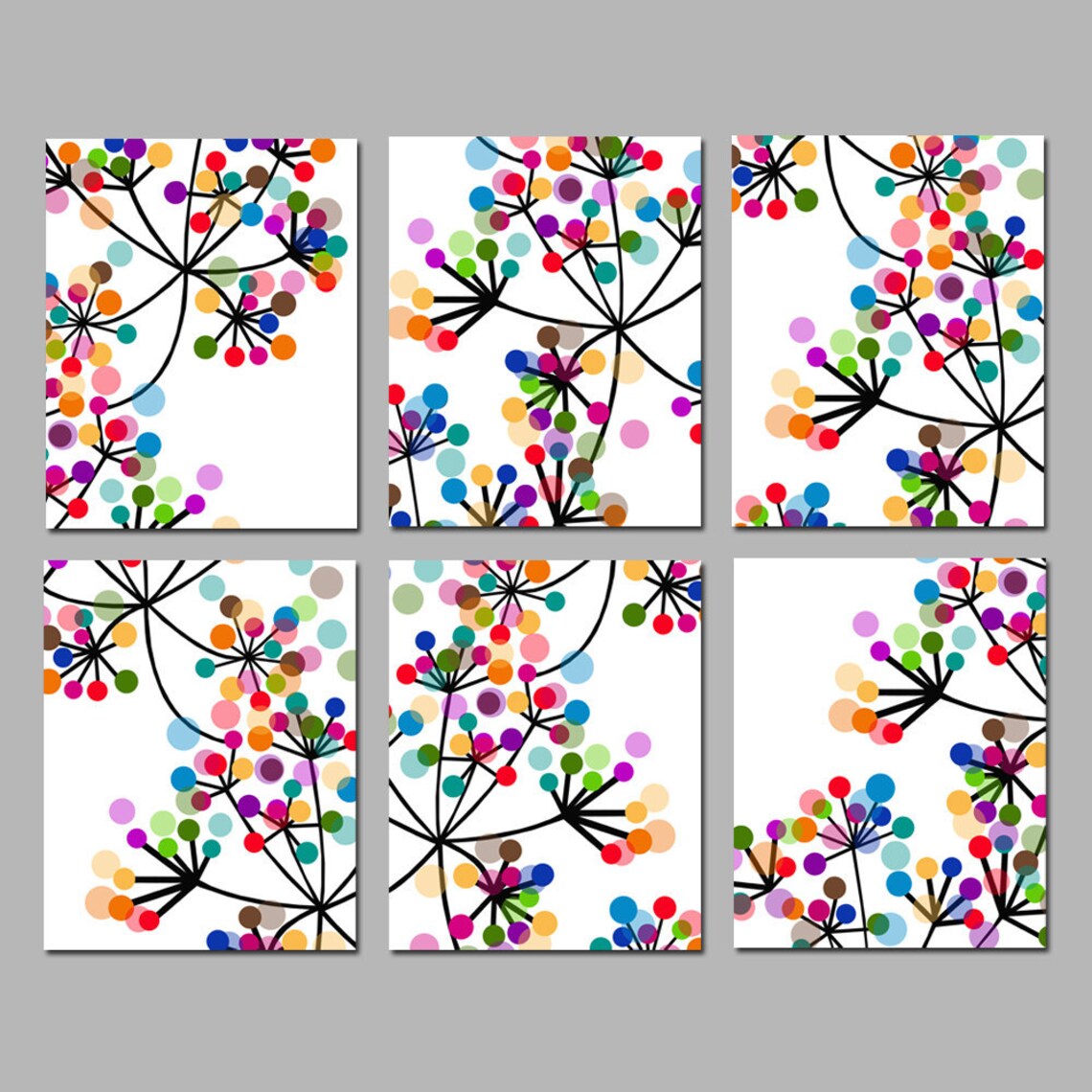 Modern Abstract Colorful Dots Collection Set of Six 8x10 - Etsy