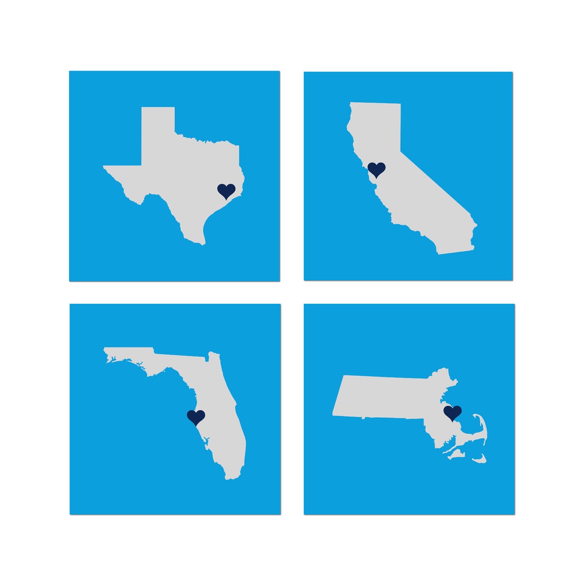 Four States Wall Art Four States Wall Decor Set of 4 State - Etsy