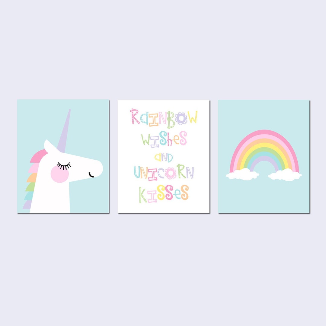 Unicorn Wall Art Rainbow and Unicorn Decorations Unicorn Room - Etsy