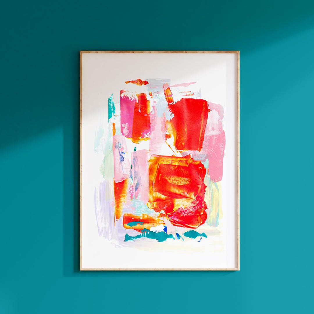 Colorful Abstract Wall Art, Bright Colors Abstract Art Print, Colorful ...