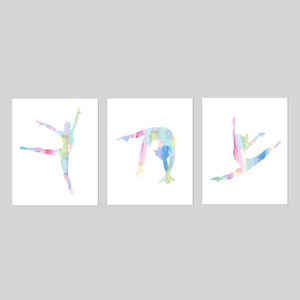 Colorful Gymnastics Art Girl Room Decor, Dance Wall Art, Personalized ...