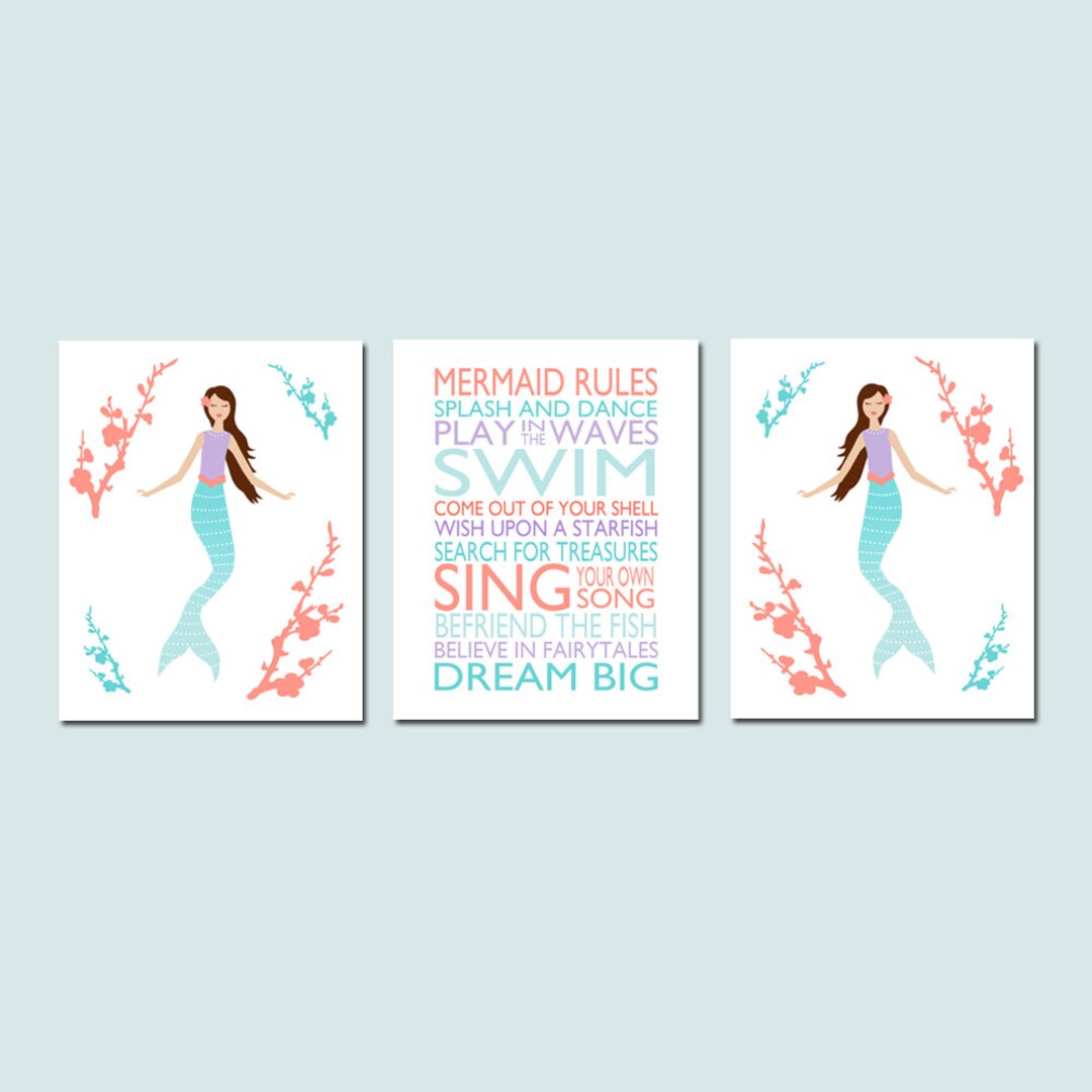 Mermaid Room Decor Mermaid Decor Mermaid Art Mermaid Rules - Etsy