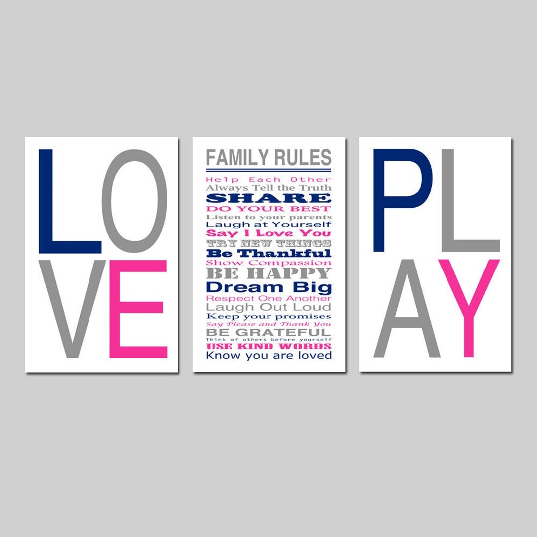 Family Rules Wall Art Playroom Decor, Playroom Rules, House Rules Kids ...