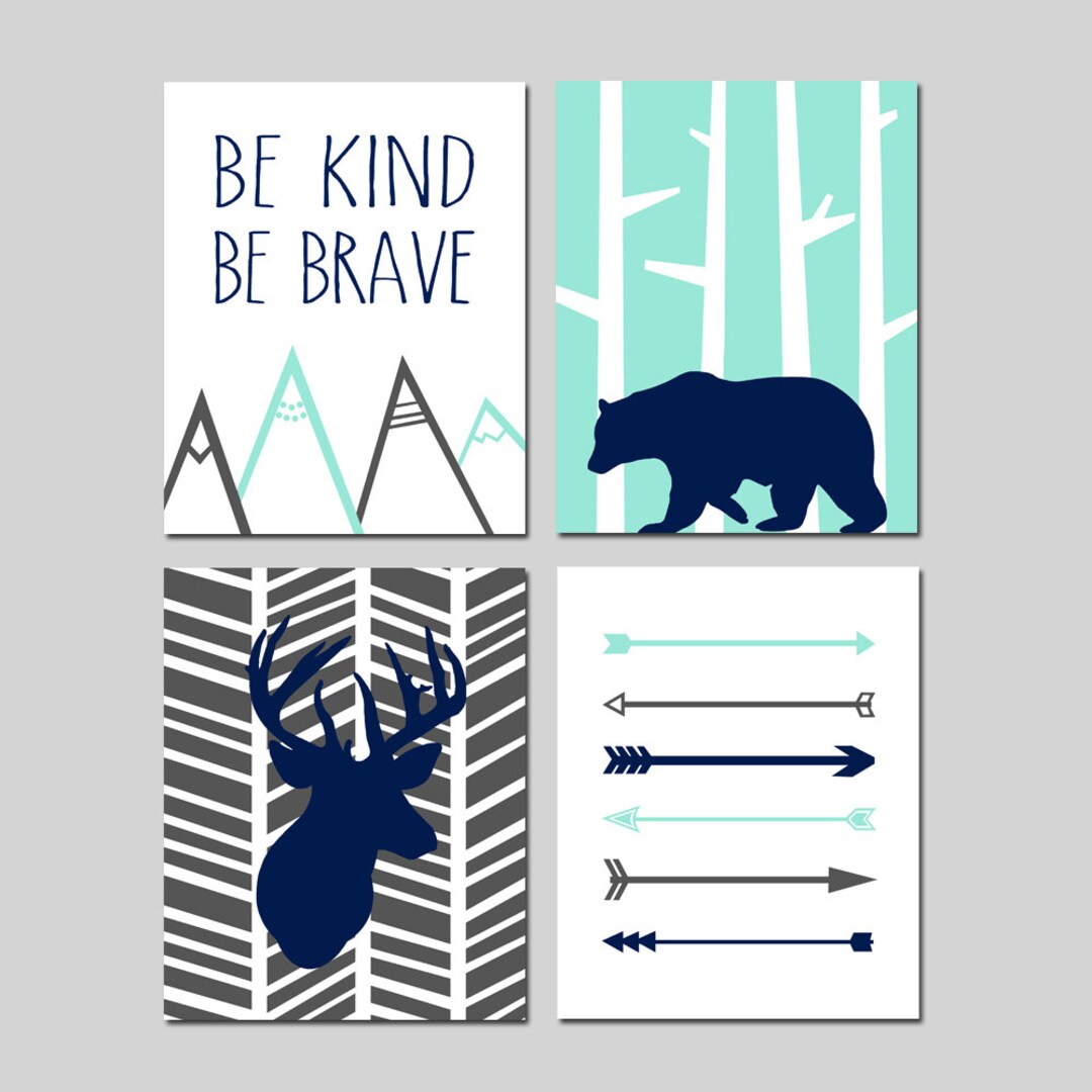 Deer and Bear Nursery Decor Woodland Boy Nursery Decor - Be Kind Be ...