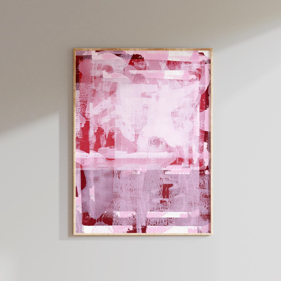 Pink and Red Wall Art Print, Pink and Red Abstract Art, Pink Wall Art ...