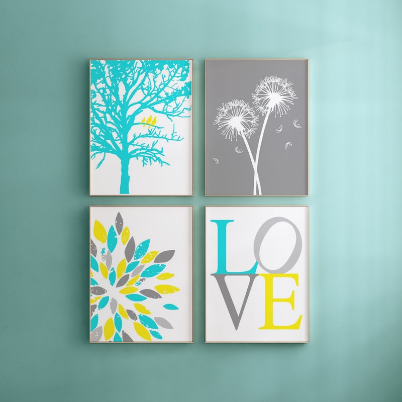 Yellow Aqua Gray - Etsy