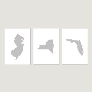 Three States Wall Art Three States Wall Decor Set of 3 State | Etsy