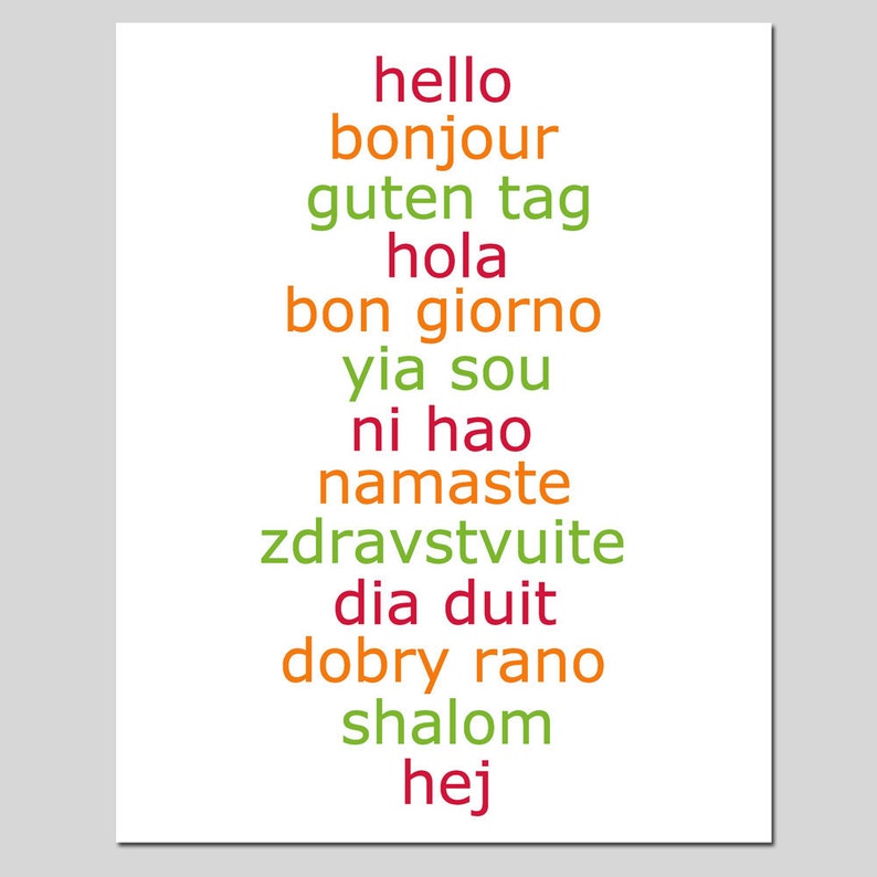 Hello Print Hello in Different Languages Poster Hello Sign | Etsy