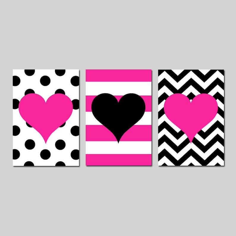 Heart Prints, Heart Art for Girl Bedroom Decor, Heart Room Decor, Heart ...