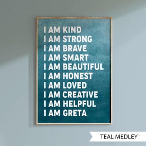 Personalized Gift for Girl, Positive Affirmations Wall Art for Girl ...