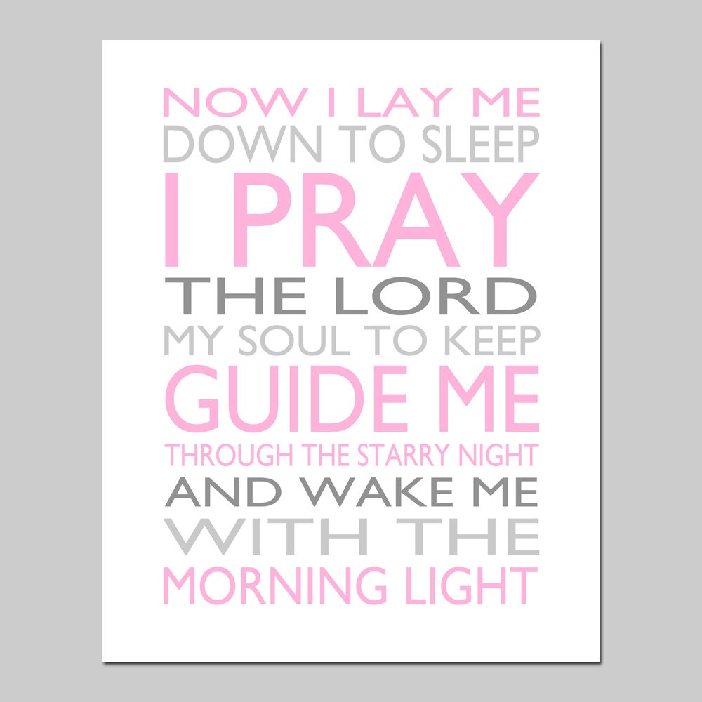 Now I Lay Me Down to Sleep Prayer Nursery Art Quote Print, Nursery Art ...