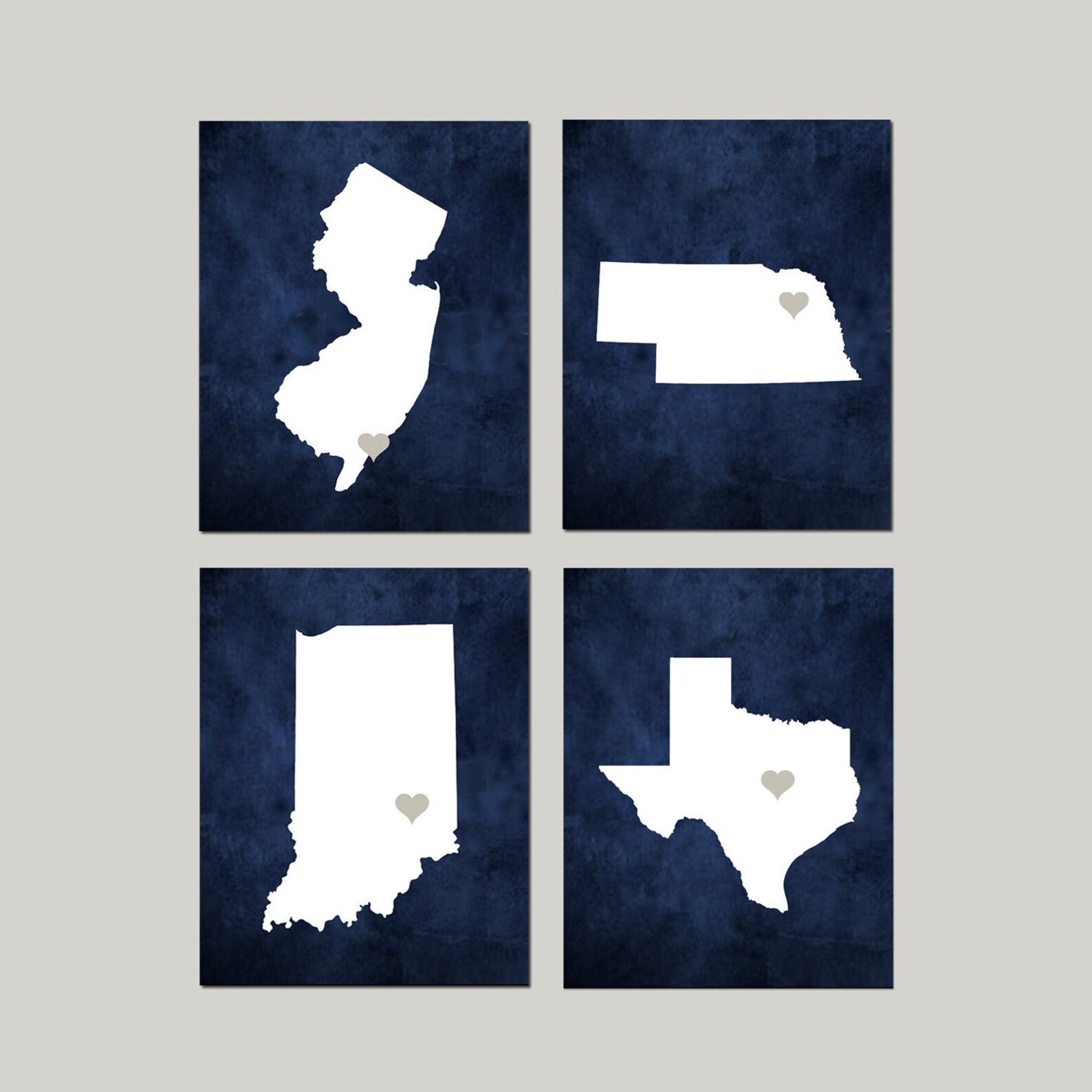 Four States Wall Art Four States Wall Decor Set of 4 State - Etsy