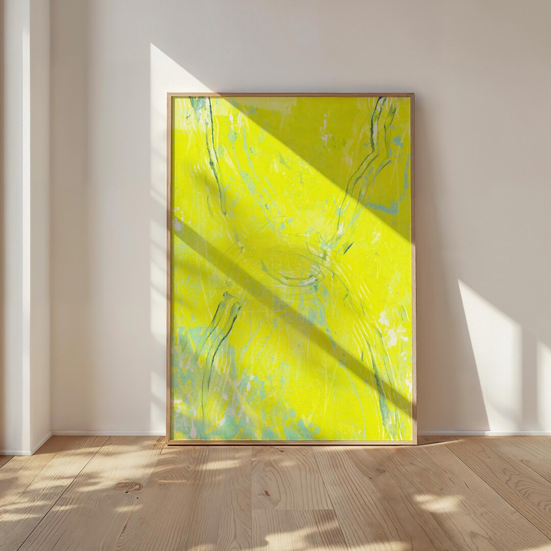 Chartreuse Wall Art, Neon Abstract Art Print or Canvas, Fluorescent ...