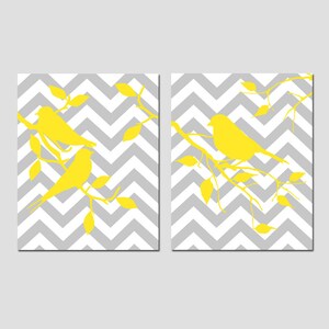Chevron Birds Art - Bird Wall Art - Bird Bathroom Decor - Bird Bedroom ...