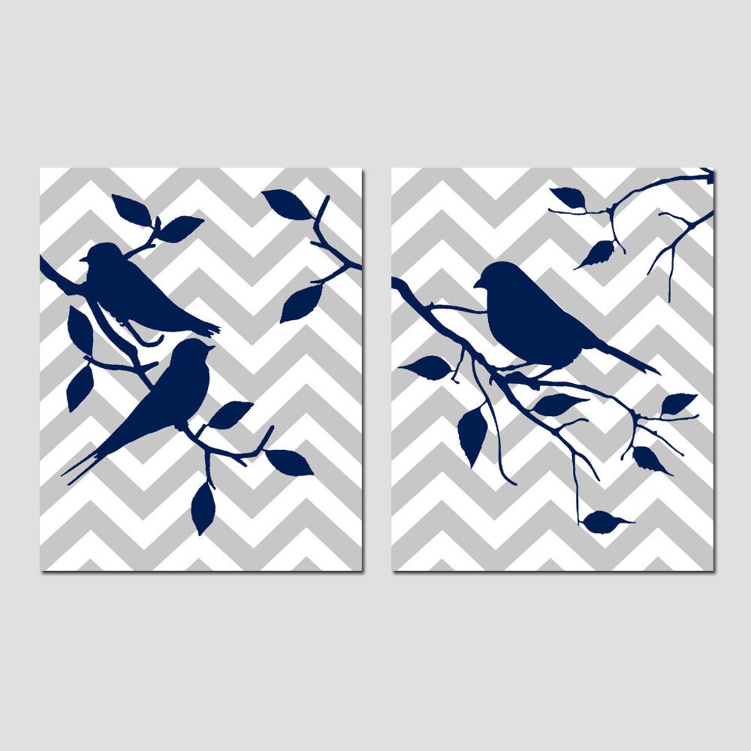 Chevron Birds Art Bird Wall Art Bird Bathroom Decor Bird - Etsy