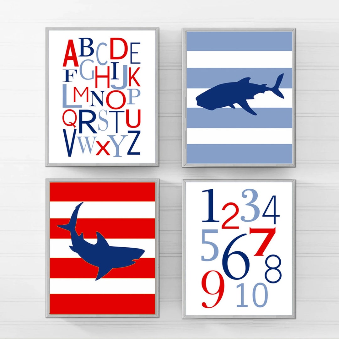 Shark Wall Art, Shark Prints, Shark Room Decor, Shark Nursery Art Shark ...