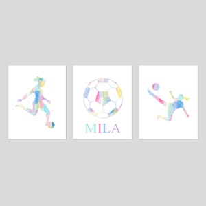 Colorful Soccer Art for Girls Room Decor, Girls Soccer Wall Art, Girls ...