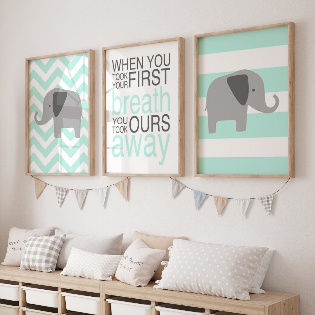 Mint Elephant Nursery Decor Elephant Nursery Art Mint - When You Took ...