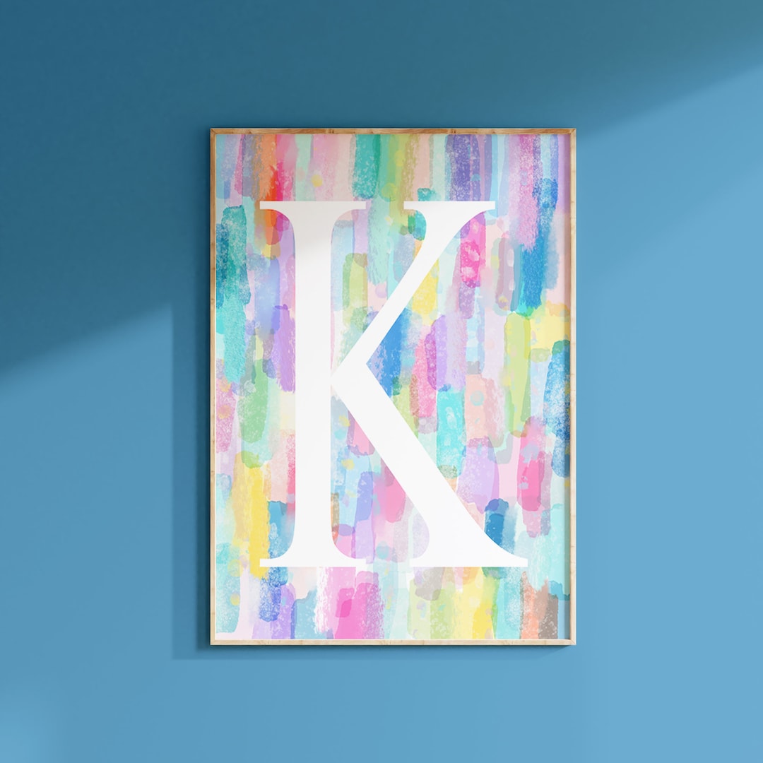 Young Girl Gift, Colorful Girl Room Decor, Girls Initial Print, Tween ...