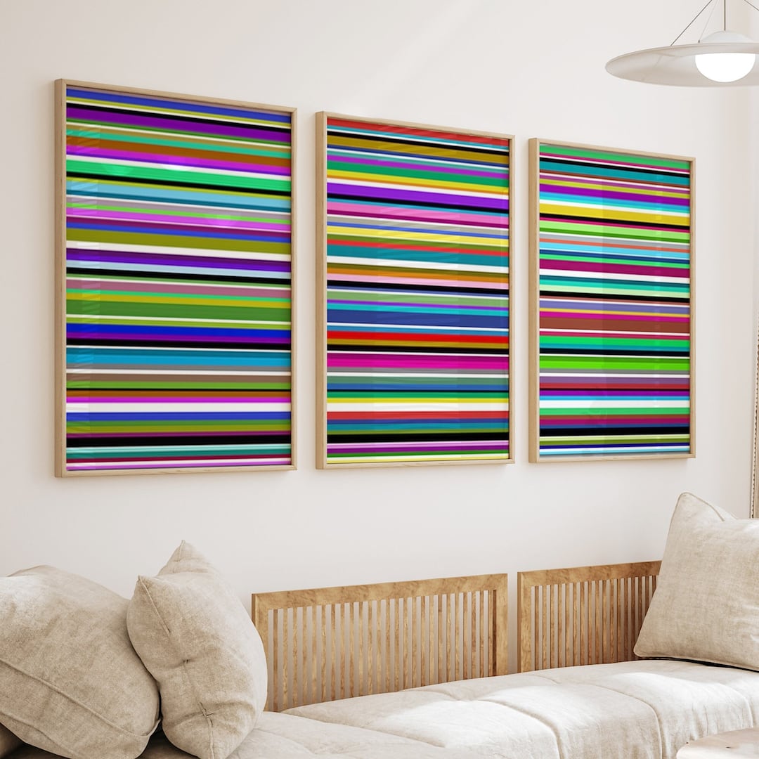 Stripe Wall Art, Colorful Art, Rainbow Stripe Art, Colorful Stripe ...
