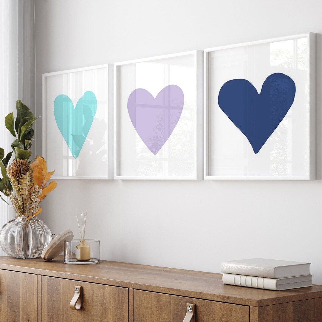 Modern Heart Art, Teen Girl Room Decor, Heart Wall Art, Heart Room ...