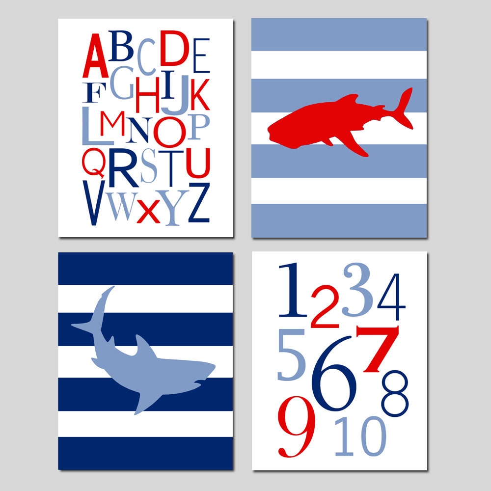 Shark Wall Art Shark Prints Shark Room Decor Shark Nursery - Etsy