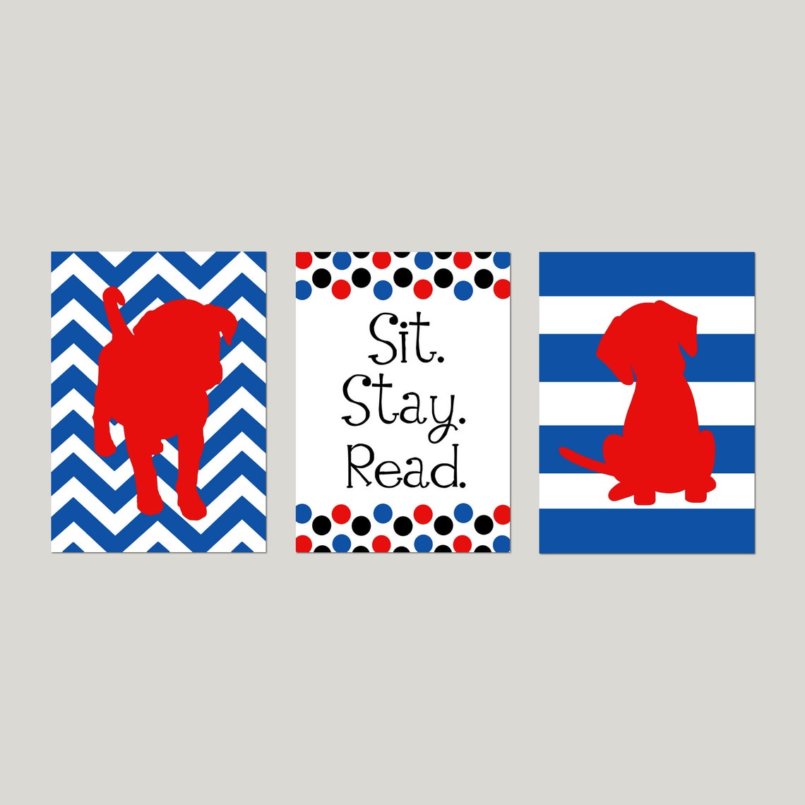 Sit Stay Read Puppy Dog Nursery Art Playroom Decor Classroom | Etsy