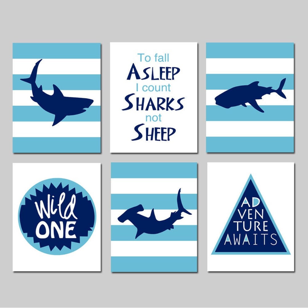 Shark Decor Shark Room Decor Shark Bedroom Decor Shark Prints Shark ...