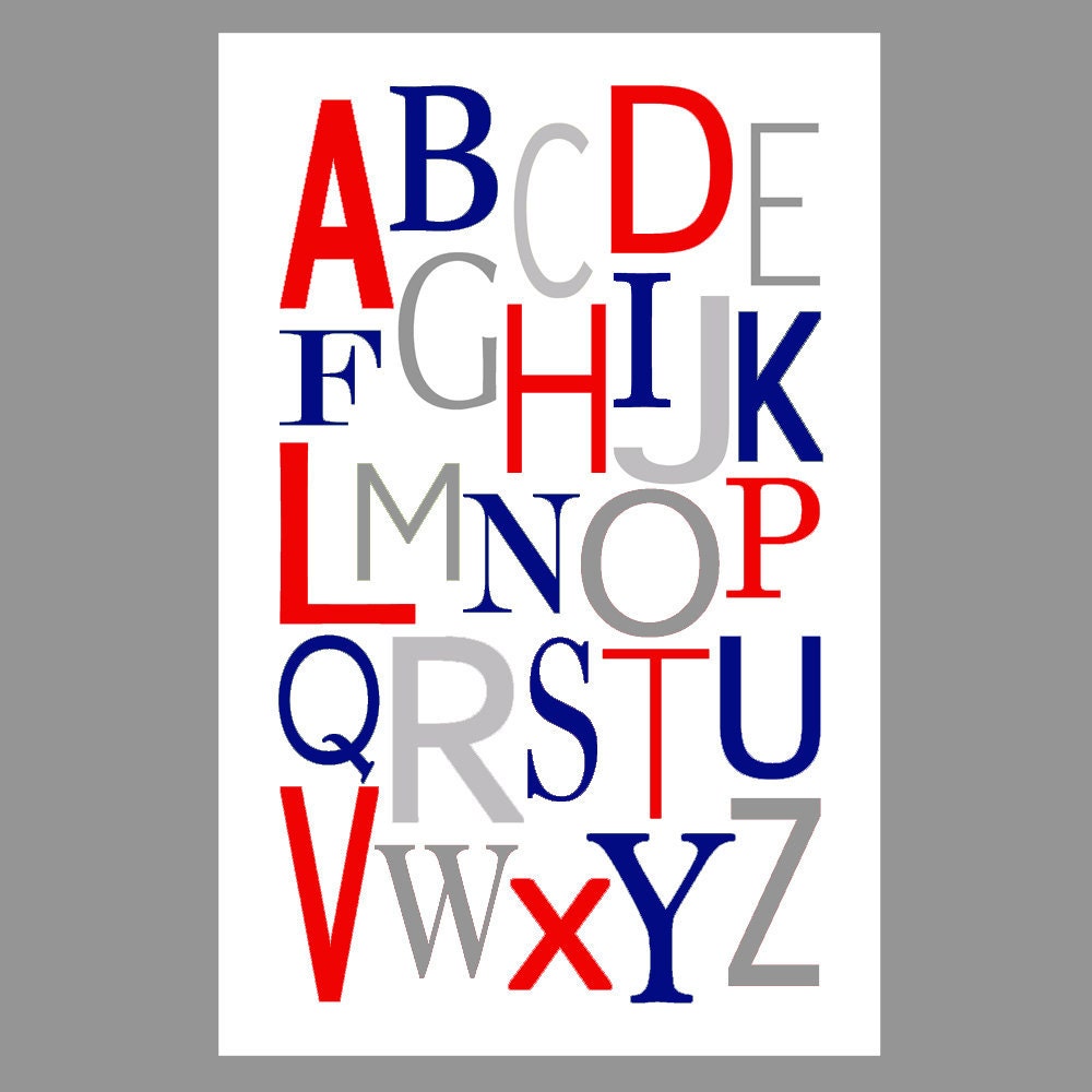 Alphabet Print Playroom Decor, Kids Wall Art for Nursery Decor ...