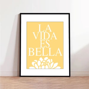 La Vida Es Bella Floral Print With Spanish Quote Life is - Etsy