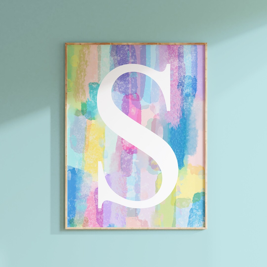 Girl Room Decor Initial Print, Personalized Tween Girl Gifts, Colorful ...