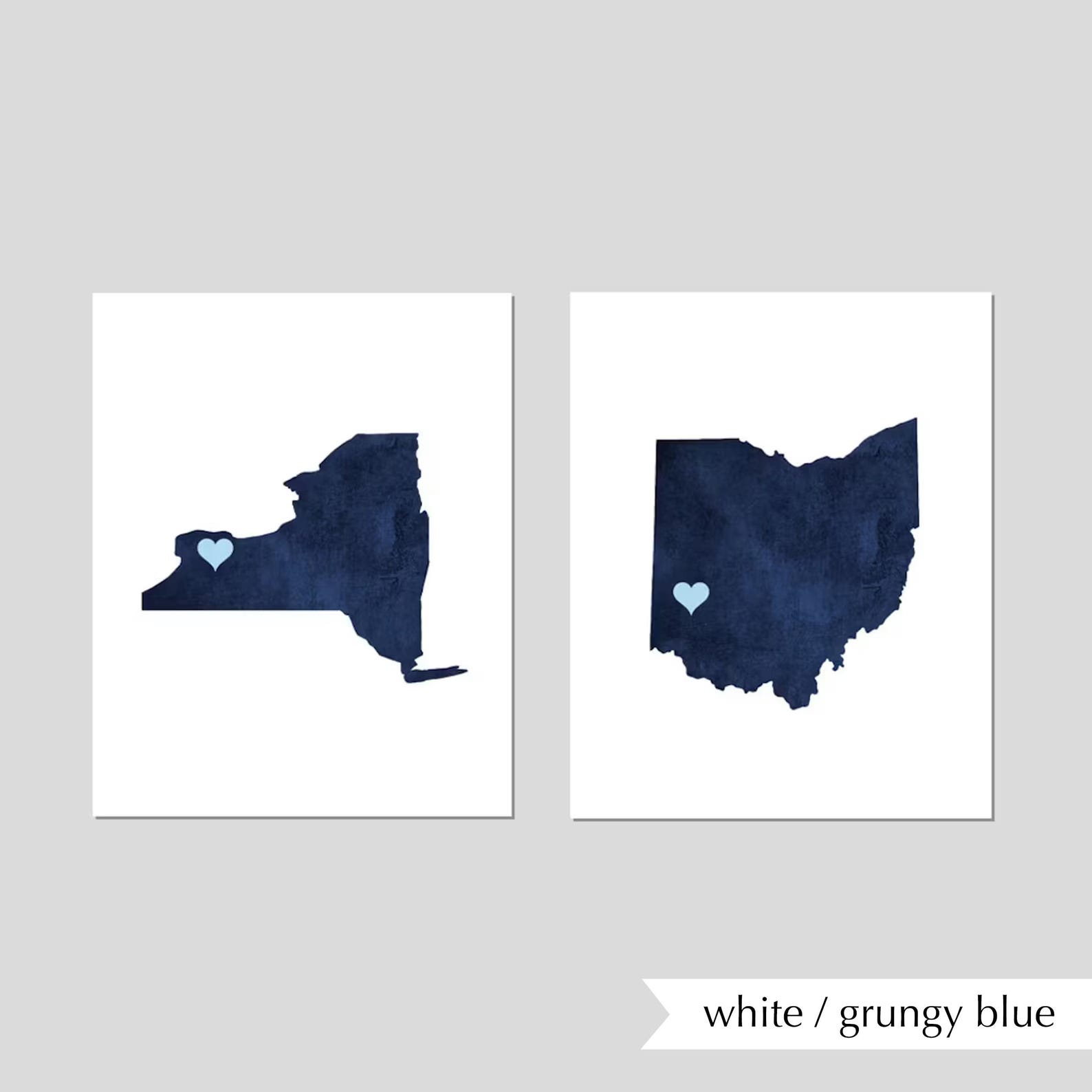 Two States Prints, Two States Wedding Gift, Two States Wall Art ...