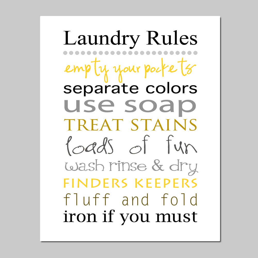 Laundry Rules Laundry Room Print Laundry Room Decor Laundry | Etsy