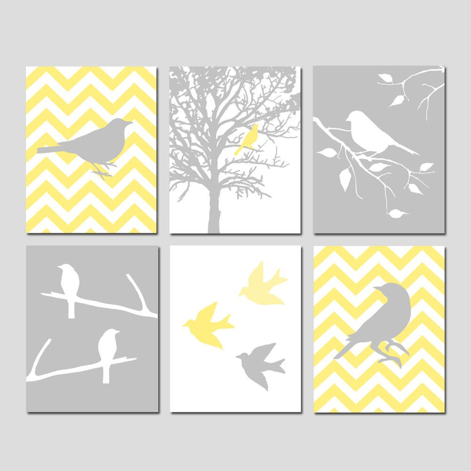 Modern Bird Art, Bird Wall Art, Set of Six Bird Prints or Bird Canvas ...