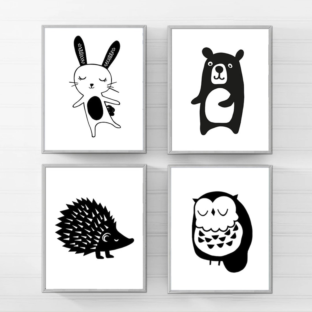 Black and White Nursery Art, Monochromatic Nursery Art, Black White ...