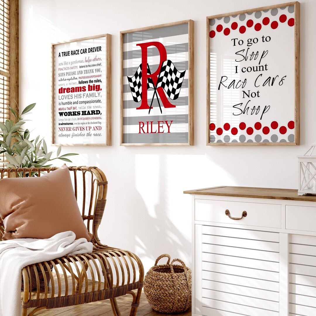 Racing Decor Racing Nursery Art Boy Bedroom Decor Racing - Etsy