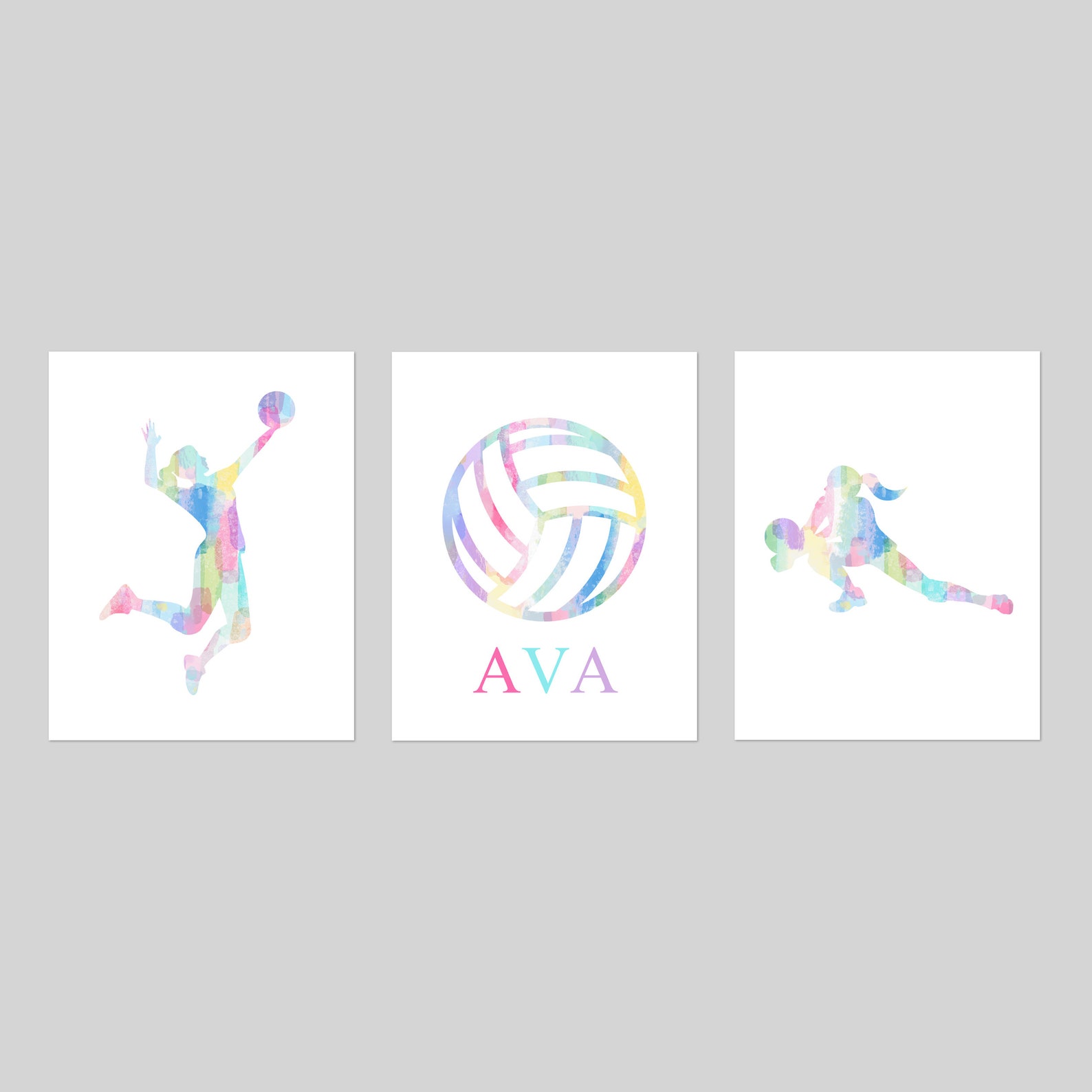 Colorful Volleyball Art for Girls Room Decor, Volleyball Wall Art ...
