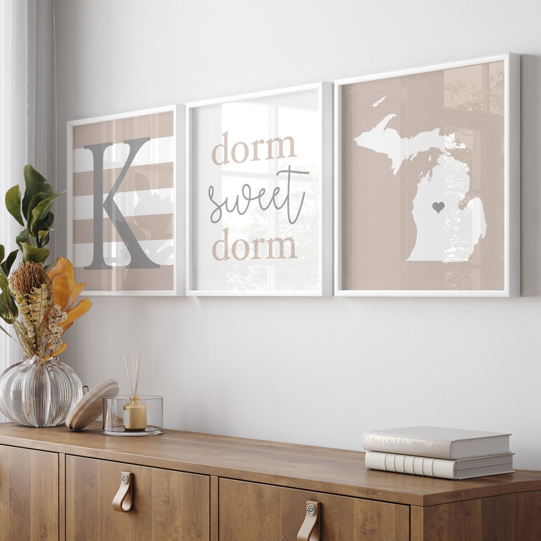 Dorm Room Decor Neutral, Dorm Decor for College Girls, Grey Beige Dorm ...