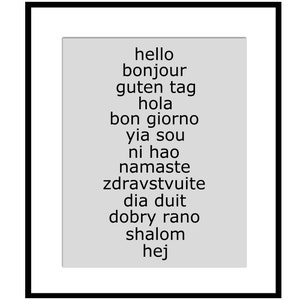 Hello In Different Languages Print Hello Sign Hello Print | Etsy