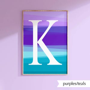 Ombre Initial Print, Tween Girl Room Decor, Personalized Gift for Girls ...