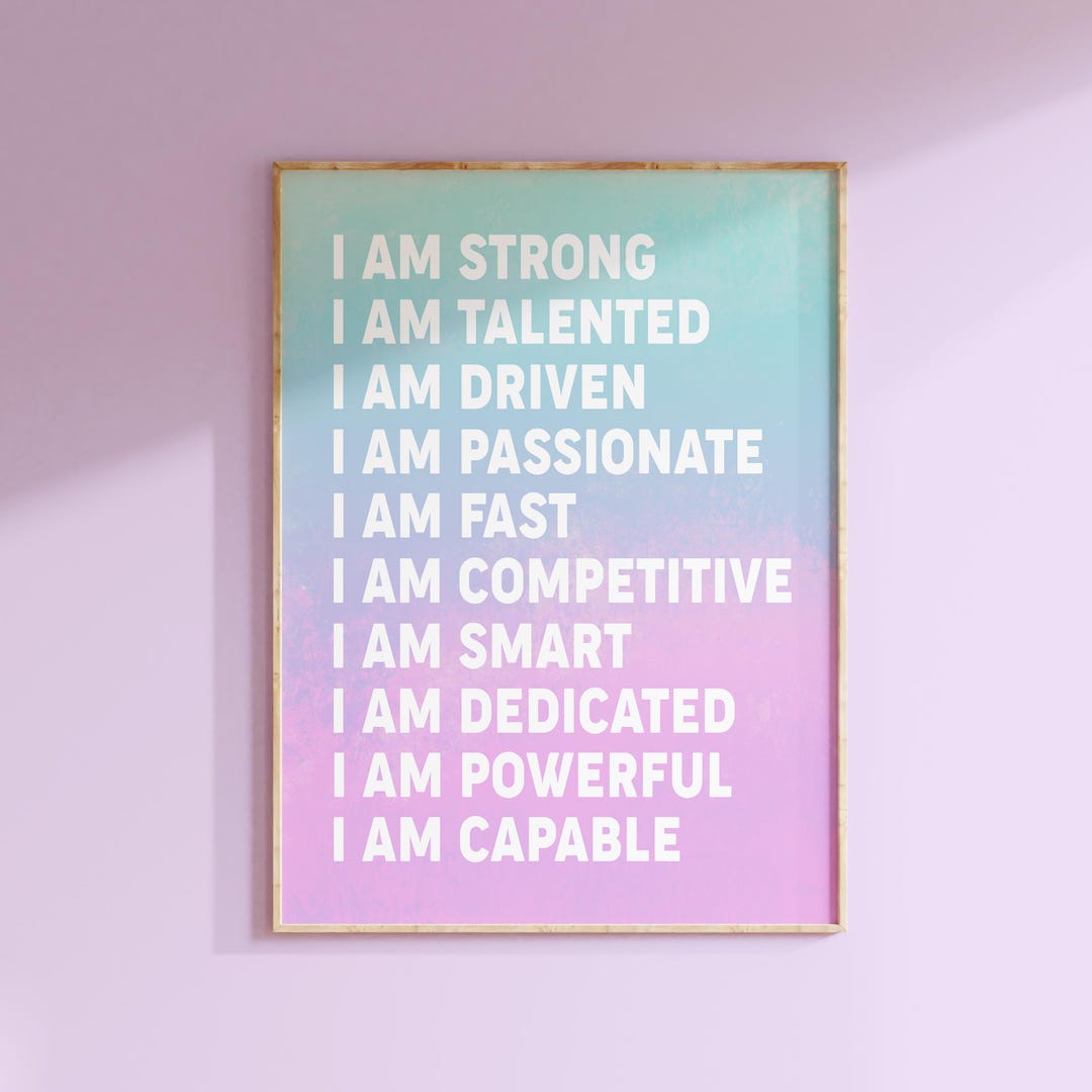 Sports Affirmation Poster for Teen Girls Room Decor, Athletic Girl ...