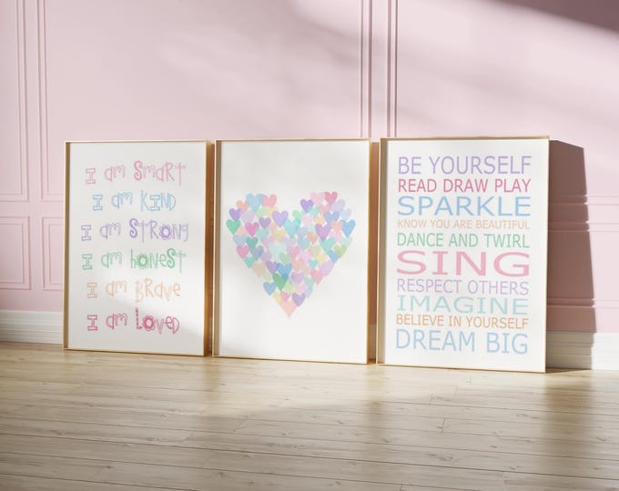 Valentine Positive Affirmations Wall Art, Pink Valentine Decor Print ...