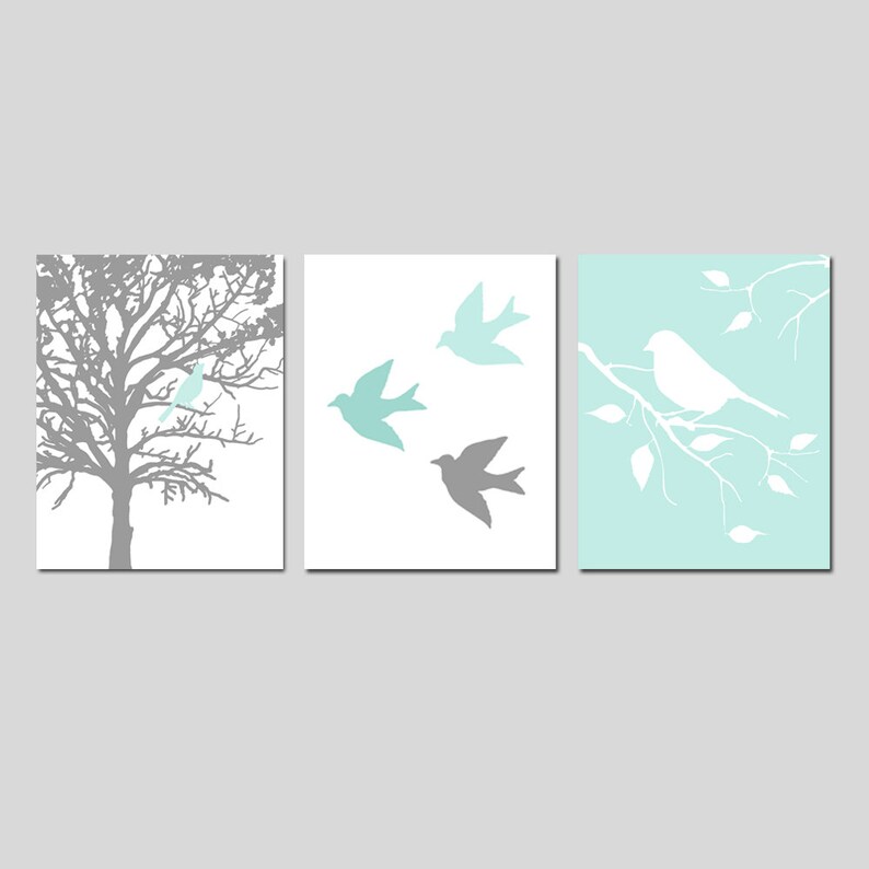 Mint Nursery Decor Mint and Gray Nursery Art Prints Set of 3 | Etsy