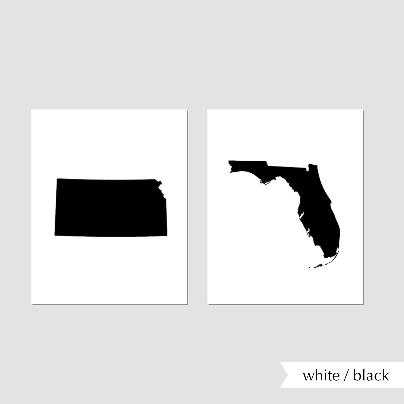 Two States Prints, Two States Wedding Gift, Two States Wall Art ...