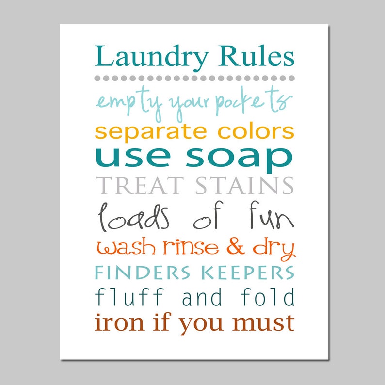 Laundry Rules Laundry Room Print Laundry Room Decor Laundry | Etsy
