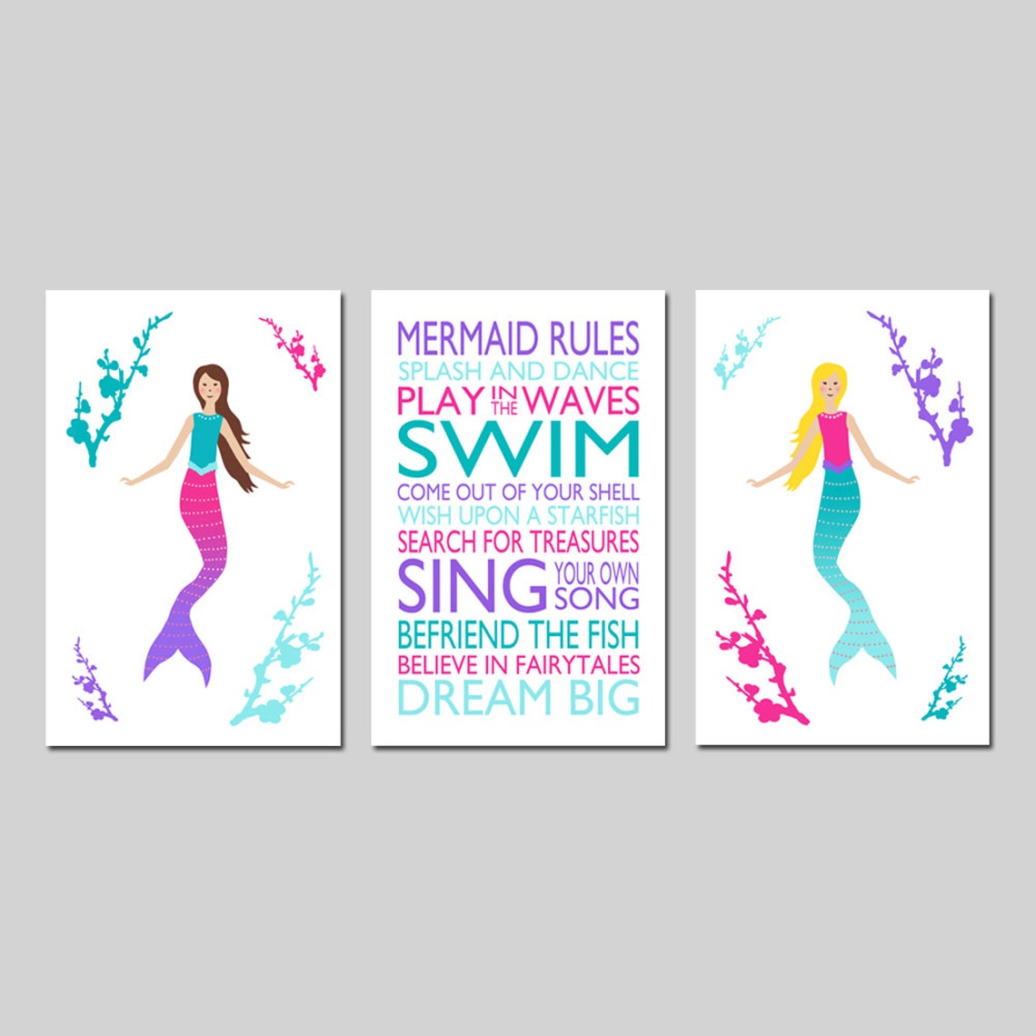 MERMAID Wall Art Mermaid Bedroom Art MERMAID RULES Print | Etsy