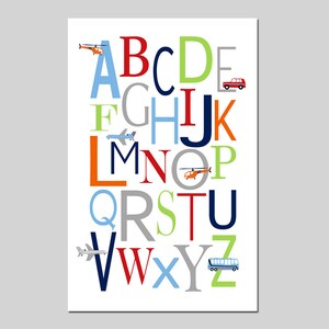 Transportation Alphabet Nursery Art ABC Print, Baby Boy Nursery Decor ...