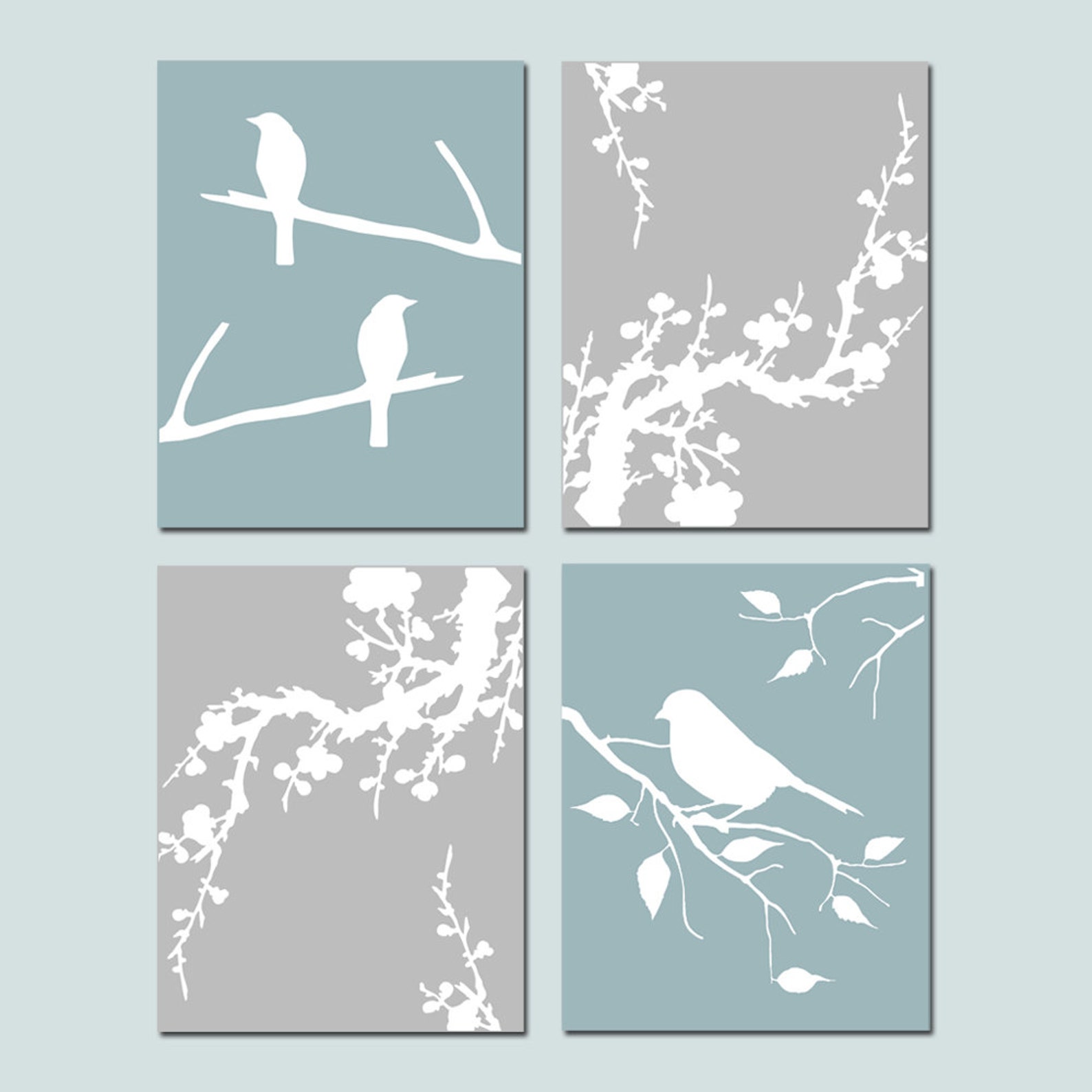 Bird Cherry Blossom Bedroom Art - Guest Bedroom Wall Decor - Bird Wall ...